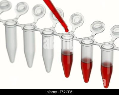 Dropping blood sample in test-tube close-up Stock Photo - Alamy