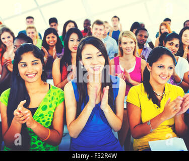 Crowd Learning Celebrating Casual Diverse Ethnic Concept Stock Photo ...