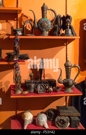 Bhutanese artifacts in souvenir shop, Jakar, Bumthang, Bhutan Stock ...