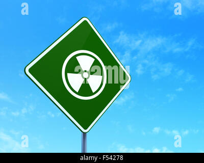 Science concept: Radiation on road sign background Stock Photo - Alamy