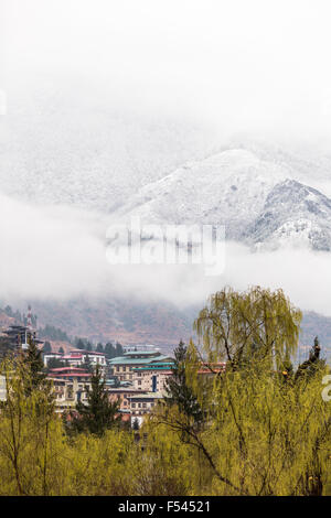 View of Thimphu from across the river, with snow Stock Photo - Alamy