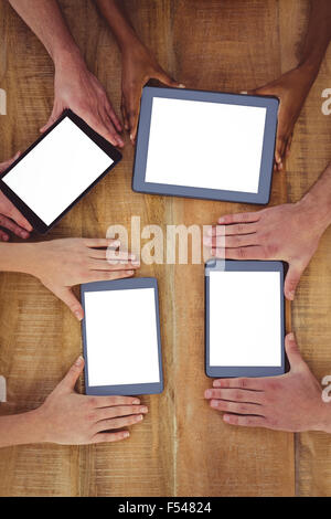 business team with smartphones and tablet pc Stock Photo - Alamy