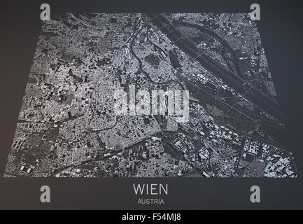 Satellite view of Vienna map, Austria, map in 3d Stock Photo - Alamy