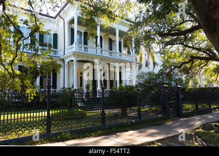 Traditional double gallery grand mansion house with columns and porch ...