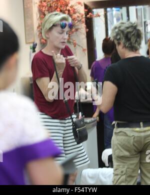 Make-up free Sharon Stone gets her nails done in Beverly Hills ...