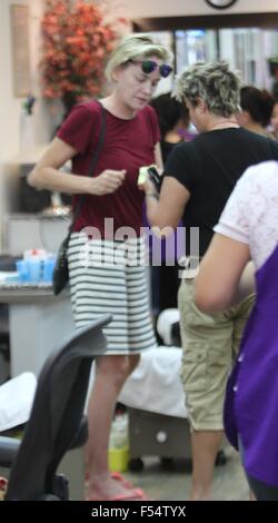 Make-up free Sharon Stone gets her nails done in Beverly Hills ...