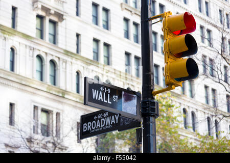 red stop light traffic light New York City street signs USA Stock Photo ...