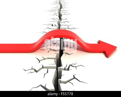 red arrow passing obstacle - risk and success 3d concept Stock Photo ...