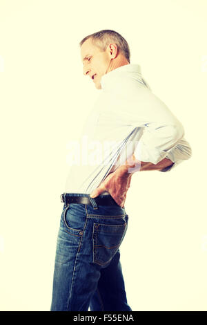 Old man with back pain Stock Photo - Alamy