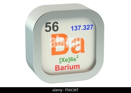 Barium Ba, chemical element sign. 3D rendering isolated on white ...