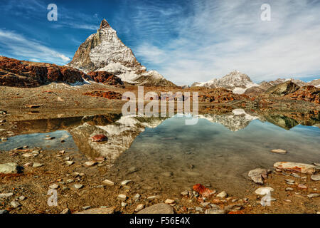September 2015, the mountain Matterhorn in Zermatt (Switzerland) with ...