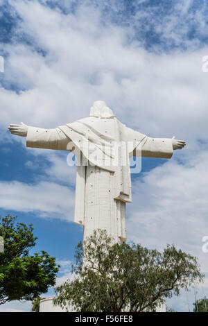 Statue Christo de la Concordia on the mountain Serrania de San Pedro ...