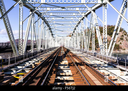 Japan, Inuyama. Kiso Line private railway. Box steel girder railway ...