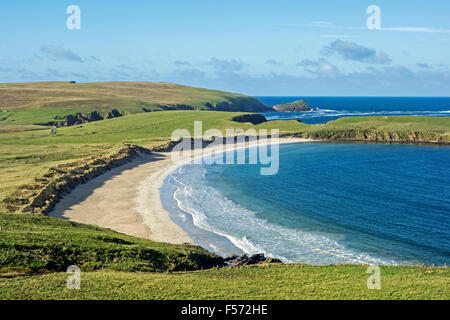 Sandy beach, Bay of Scousburgh, Shetland Islands, Scotland Stock Photo ...