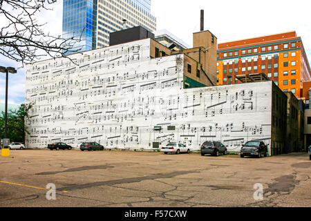 Sheet music notes painted on a wall of a building in Minneapolis MN ...