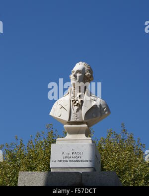 Corsica: the statue of Pascal Paoli, corse politician and general ...