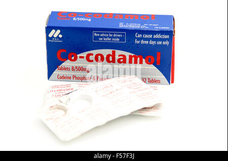Co-codamol tablets containing paracetamol & codeine (painkillers) used ...