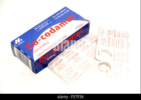 Co-codamol tablets containing paracetamol & codeine (painkillers) used ...