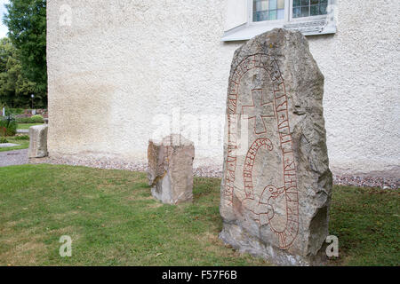 RUNESTONE at Sollentuna church in Uppland Stock Photo - Alamy