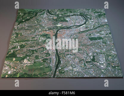 Map of Prague, Czech Republic, satellite view, map in 3d Stock Photo ...