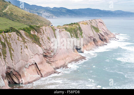 Sedimentary rock formations, Basque Coast Geopark, Zumaia, Gipuzkoa ...
