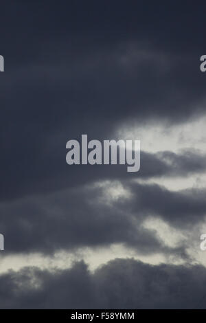 Contracting thunderstorm dark stormy gray blue clouds sky color photo ...