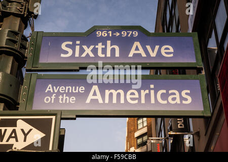 Sixth Ave Avenue, Street Sign, Road Signs, New York, NY Stock Photo - Alamy