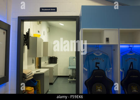 The dressing changing rooms at Manchester City football club, Etihad ...