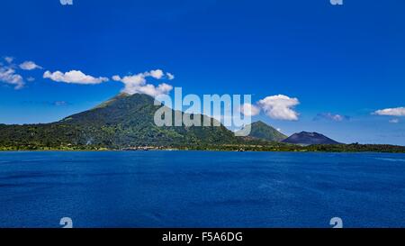 Mount Tavurvur volcanic eruption. Rabaul, New Britain Island, Papua ...