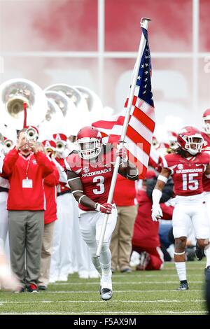 OCT 31, 2015: Arkansas running back Denzell Evans #25 stiff arms UT ...