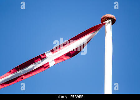 Danish pennant flag or vimpel flying against a clear blue sky Stock ...