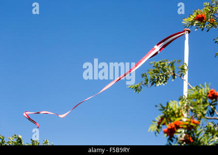 Danish pennant flag or vimpel flying against a clear blue sky Stock ...