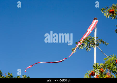 Danish pennant flag or vimpel flying against a clear blue sky Stock ...
