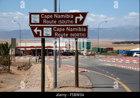 Brown tourist sign for the N7 Highway the Cape Namibia route, Swartland ...