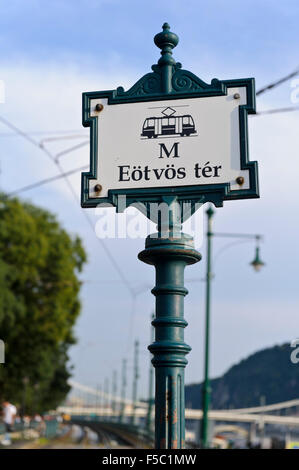 Tram Stop Sign In Budapest City, Hungary Lines 19 And 14 Public ...