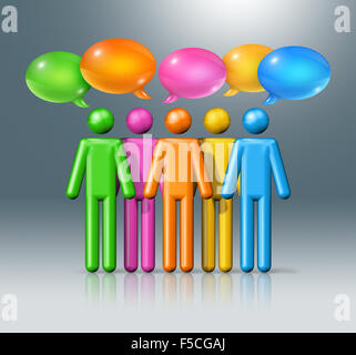 group of stick figures people with speech bubbles Stock Photo - Alamy
