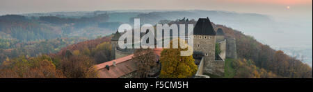 Panorama view of medieval castle Helfstyn, Czech Republic. Detail of ...