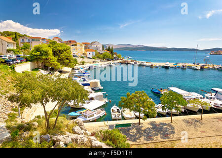 Brodarica village on Adriatic sea aerial view, Sibenik archipelago of ...