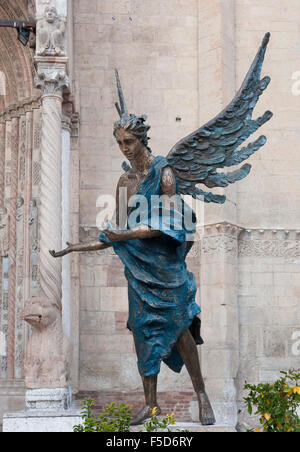 A bronze angel sculpture in front of cathedral at Puebla Mexico Stock Photo - Alamy