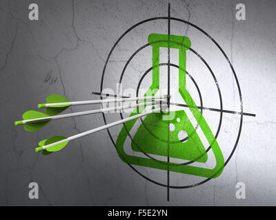 Science concept: arrows in Flask target on wall background Stock Photo ...