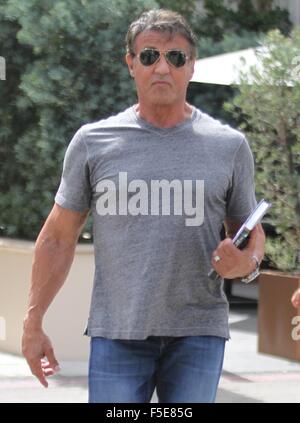Sylvester Stallone out and about in Beverly Hills smoking a cigar. Los ...
