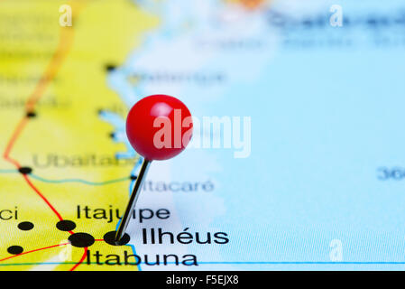 Ilheus, Brazil pin on map Stock Photo - Alamy