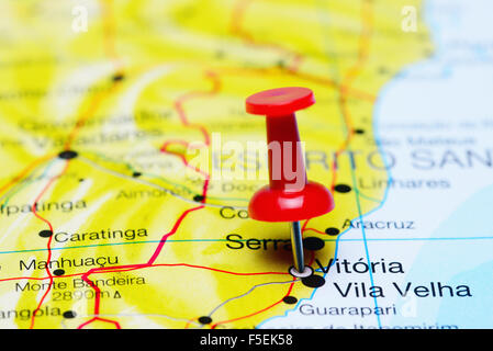 Vitoria pinned on a map of Brazil Stock Photo - Alamy