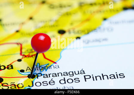 Paranagua, Brazil pin on map Stock Photo - Alamy