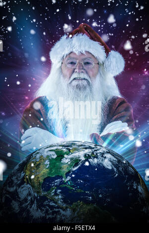 Happy Santa Claus, with arms wide open in white background Stock Photo ...
