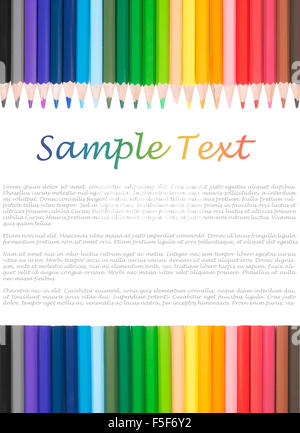Colored pencil with sample text on white background Stock Photo - Alamy