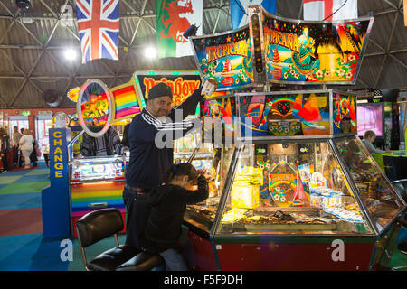 Interior of an amusement arcade on the pier in St Anne's, Lytham St ...