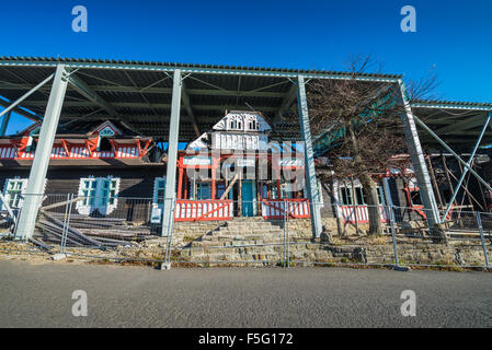 combusted Jurkovic houses in the Pustevny , Beskydy Mountains, Libusin ...