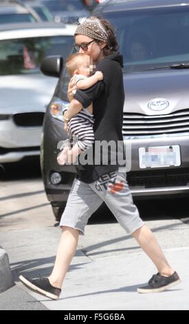 Sara Gilbert takes her son shopping in Beverly Hills Featuring: Sara ...