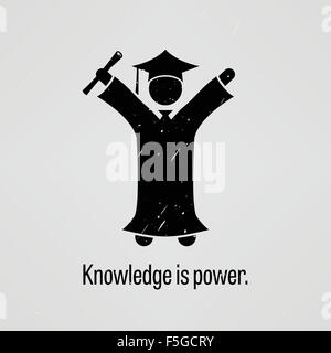 Knowledge is Power poster. Graduate Student With Diploma Stock Vector ...